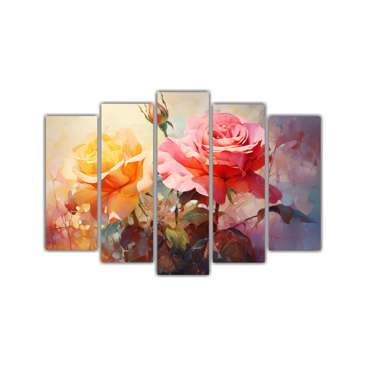 Cuadros Abstractos Simetría Colores Amarillo Y Rojo A Rosas - DecoCuadros