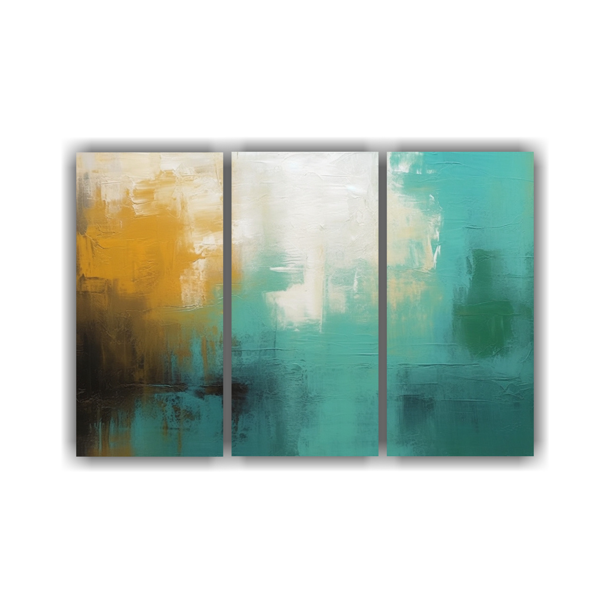 Cuadros Abstractos Verde Turquesa Gris Blanco Lluvia - DecoCuadros