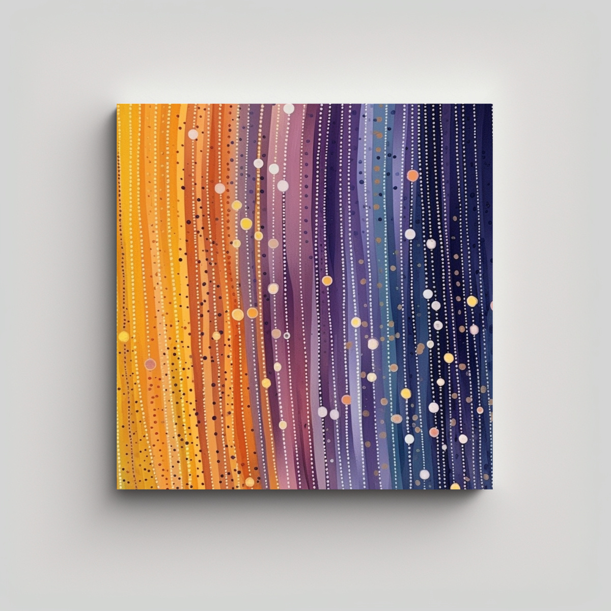 Cuadro Decorativo Rayas Punteadas Púrpuras Y Amarillo - DecoCuadros