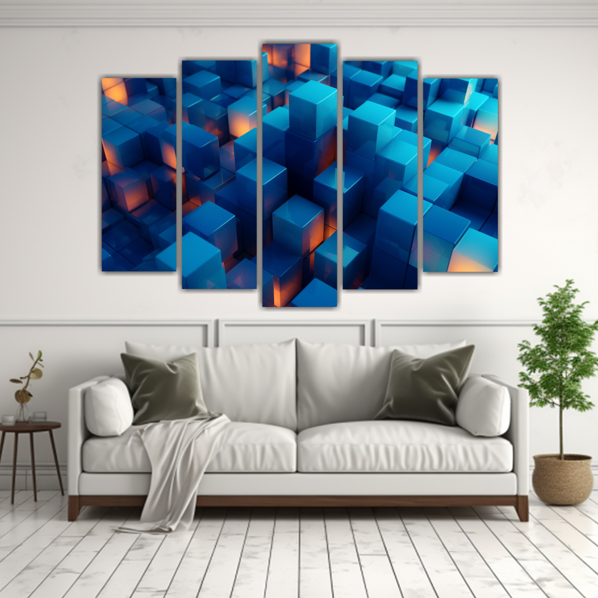 Cuadros De Decoración Vintage Abstractos En Tonos Azules - Compra ...