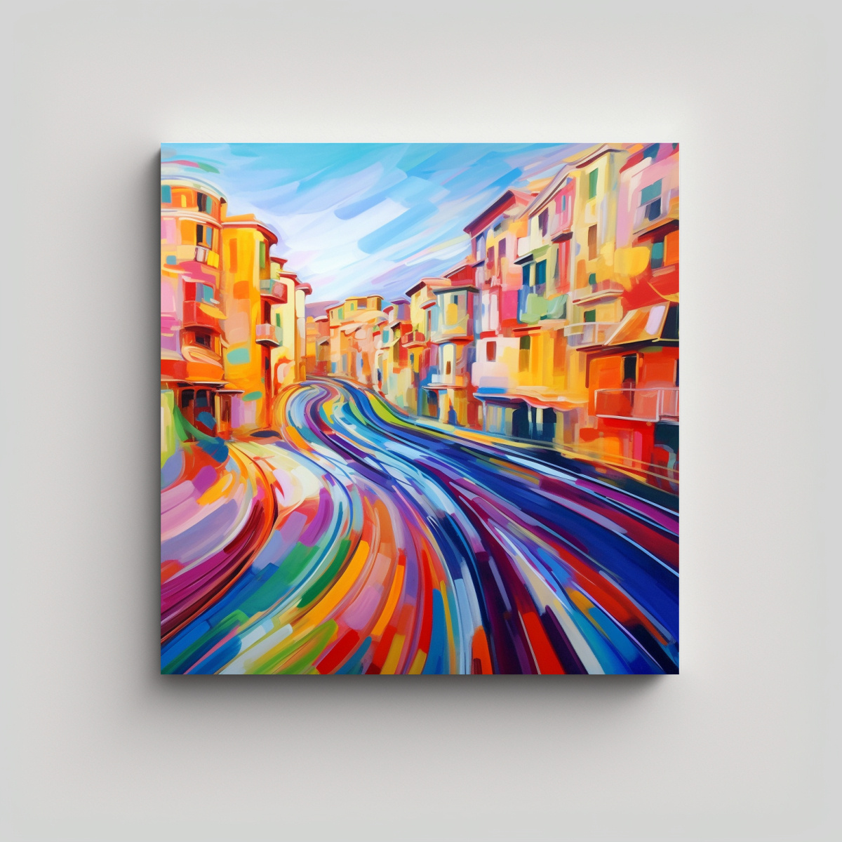 Cuadro Decorativo Arte Estilo Galería: Sensación De Velocidad En Azul, Oro Y Verde - Decocuadros