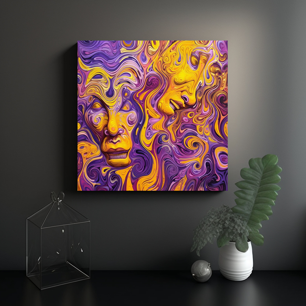 Cuadros Decorativos Modernos En Morado Y Amarillo Hipnótico - DecoCuadros