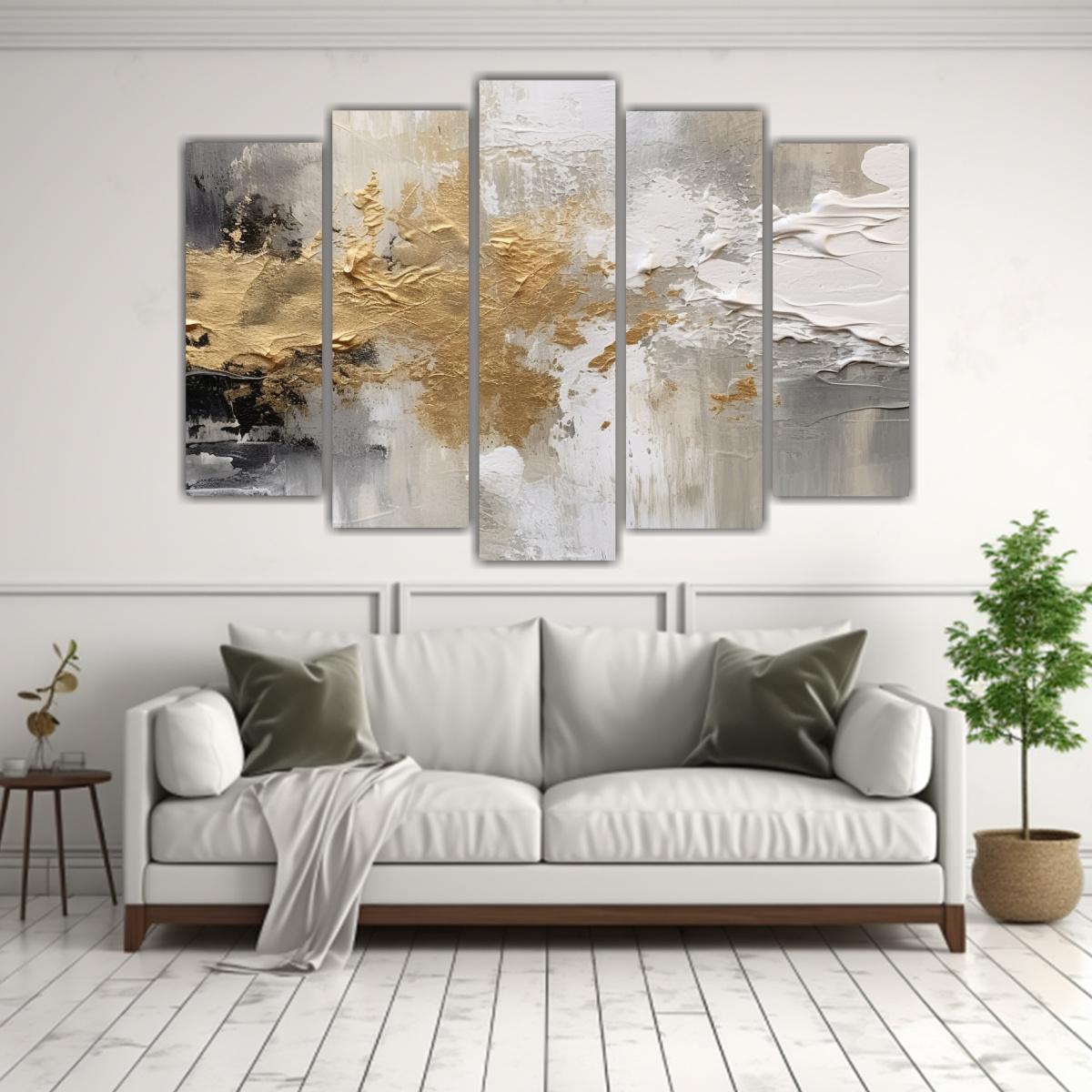Cuadros Diseño Abstracto En Blanco Y Oro - ¡Compra Ahora! - Decocuadros
