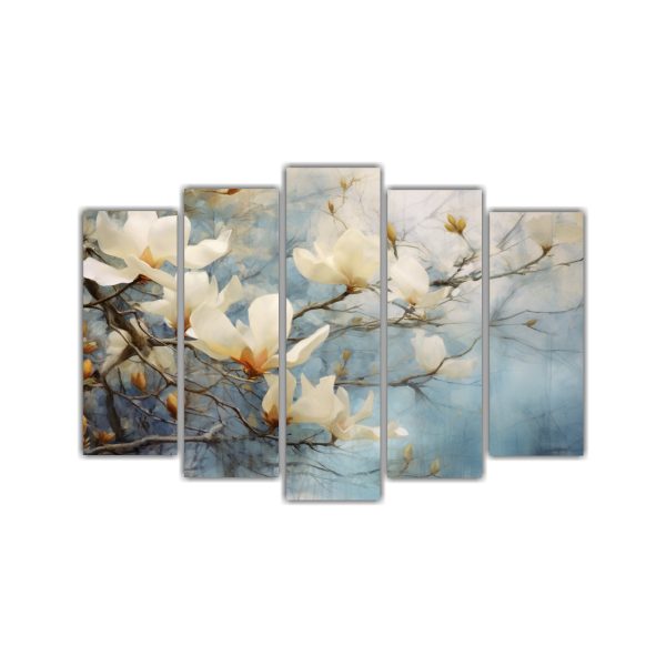 Cuadro Elegante Personas Flores De Magnolia Azules En Acuarela - Compra Online - Decocuadros