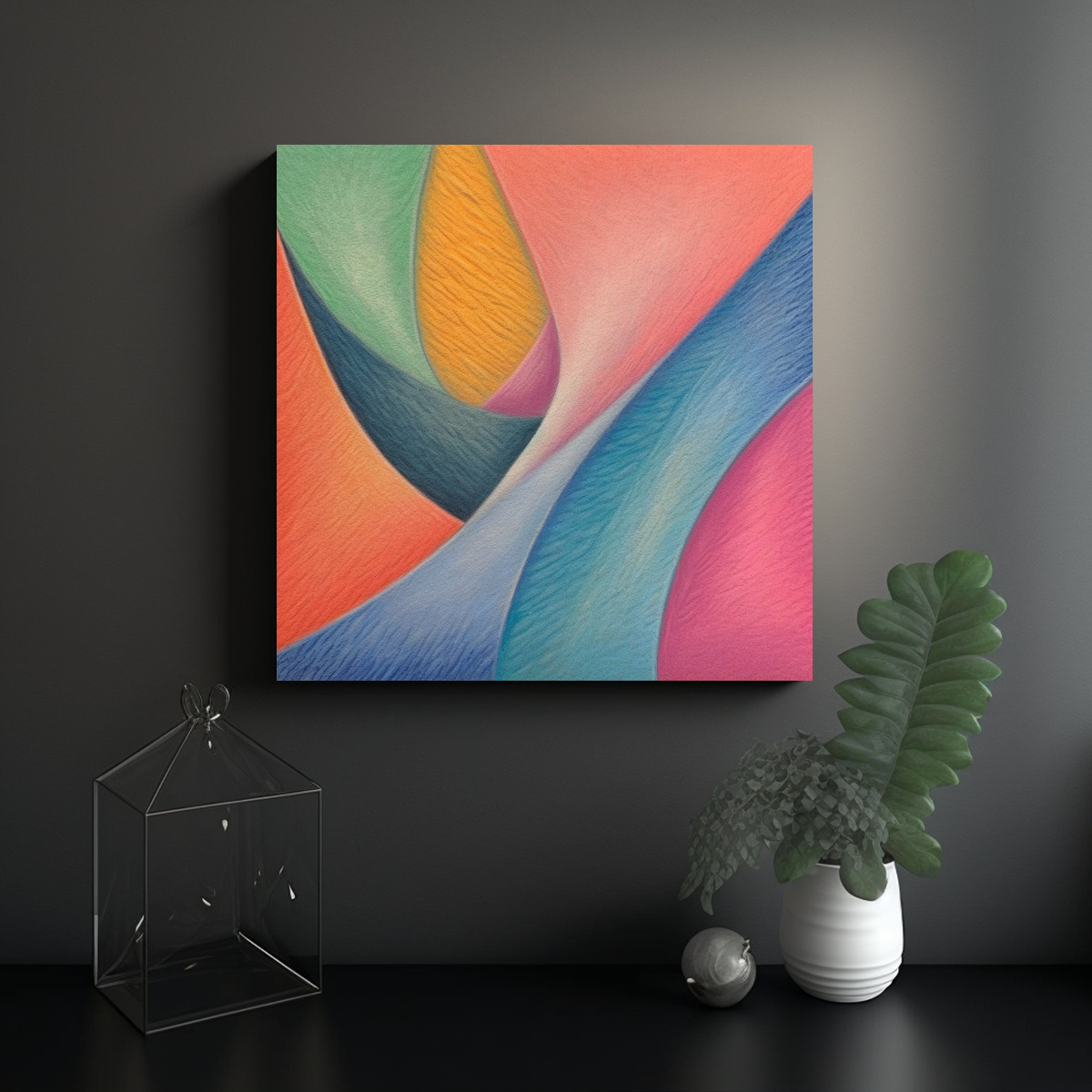 Cuadro Dibujo Pastel Minimalista: Arte Patron Intenso Y Enigmático ...