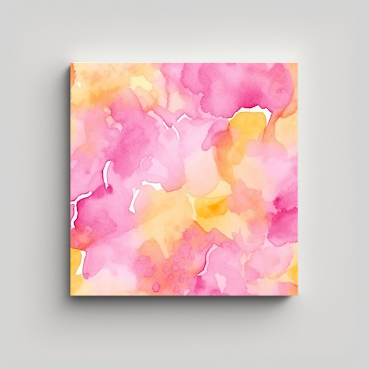 Cuadro Decorativo Fondo Acuarela Abstracto Rosa Y Amarillo - Decocuadros