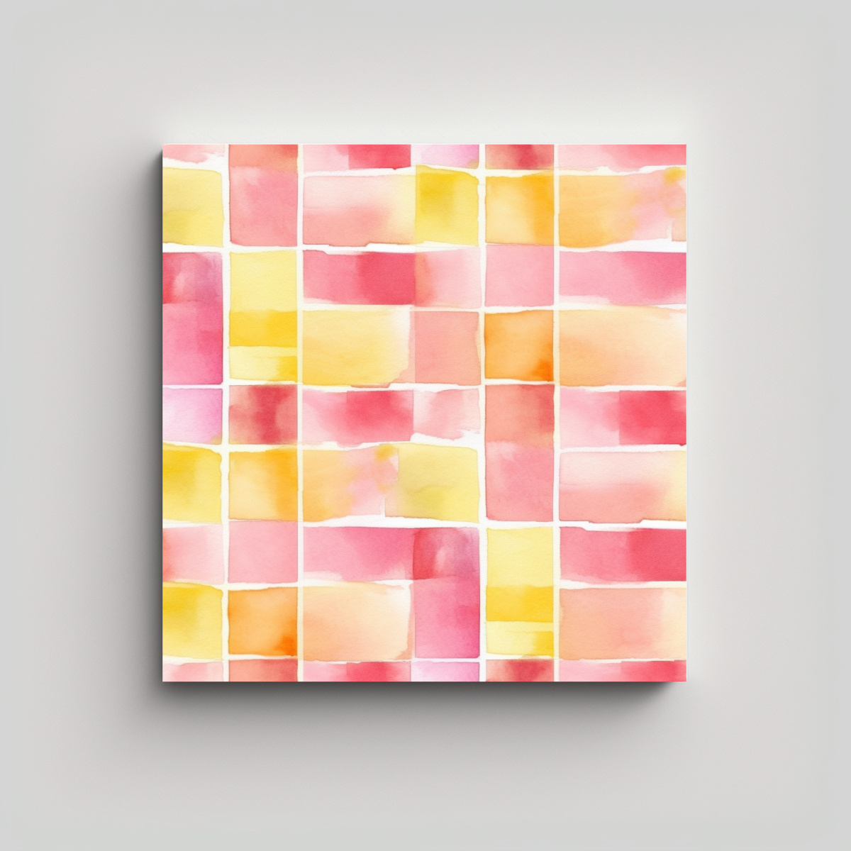 Cuadro Abstracto De Acuarela En Tonos Rosa Y Amarillos Vibrantes ...