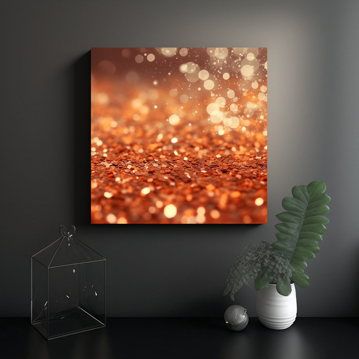 Cuadro Abstracto Color Cobre Y Marrón Brillante - DecoCuadros