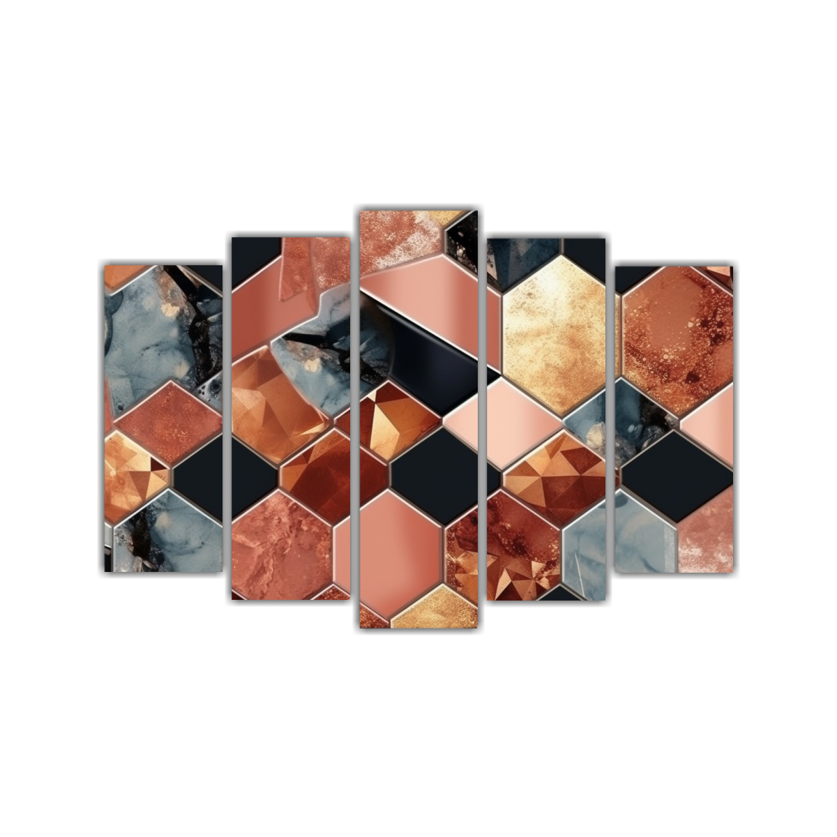 Cuadro Abstracto Geométrico Con Mosaico De Mármol En Tonos Gris Y Azul - DecoCuadros