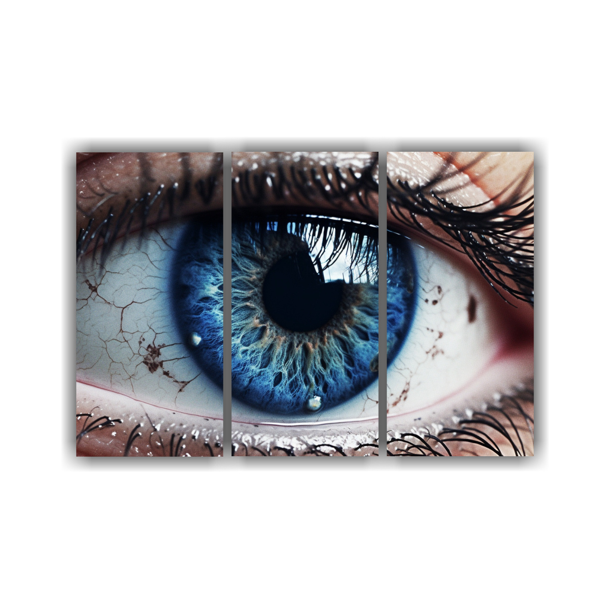 Set 3 Lienzos Estilo Galeria Composición Dinámica Con Ojo Humano Realista - Decocuadros
