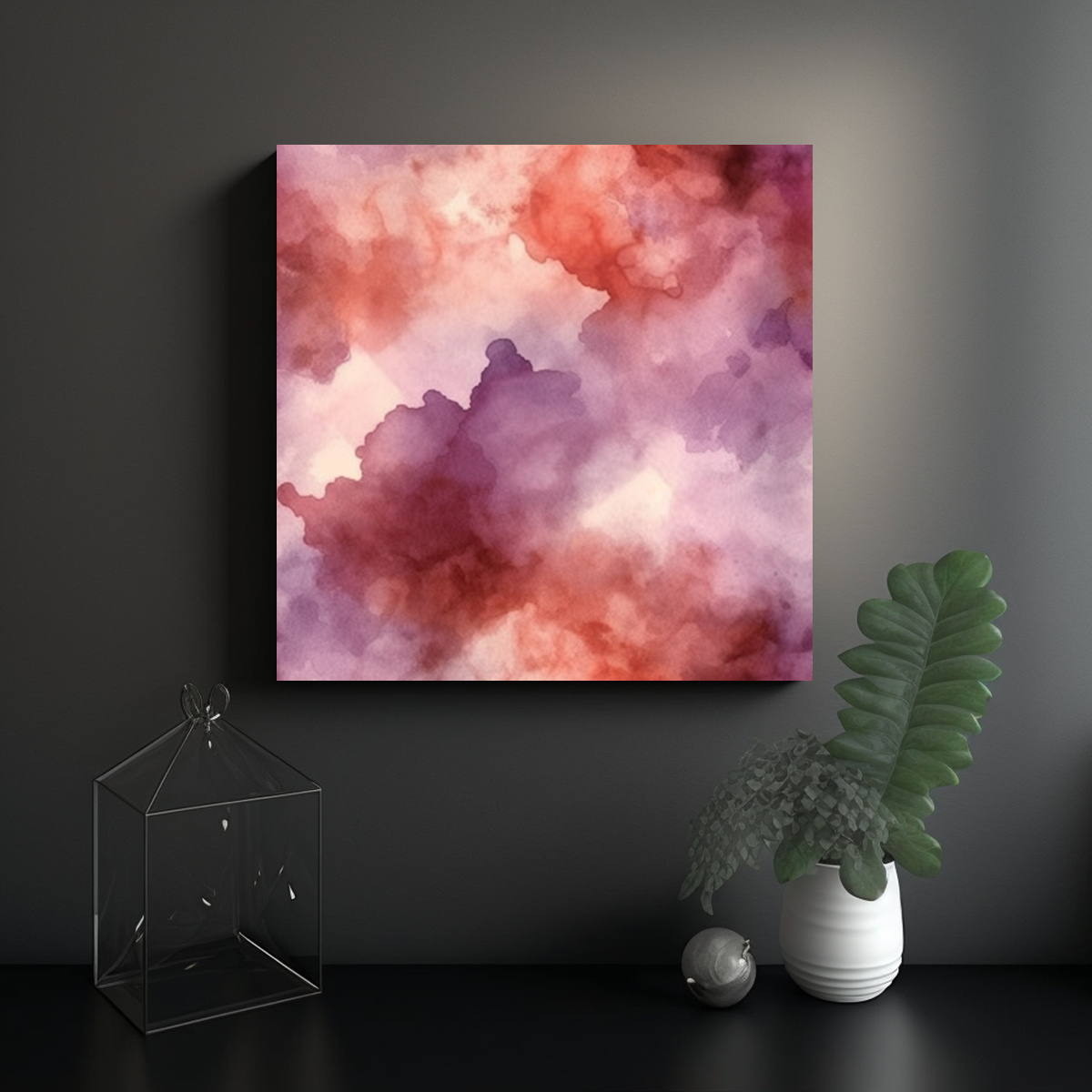 Cuadro Decorativo Patrón Acuarela Abstracto Elegante Con Naranja - DecoCuadros