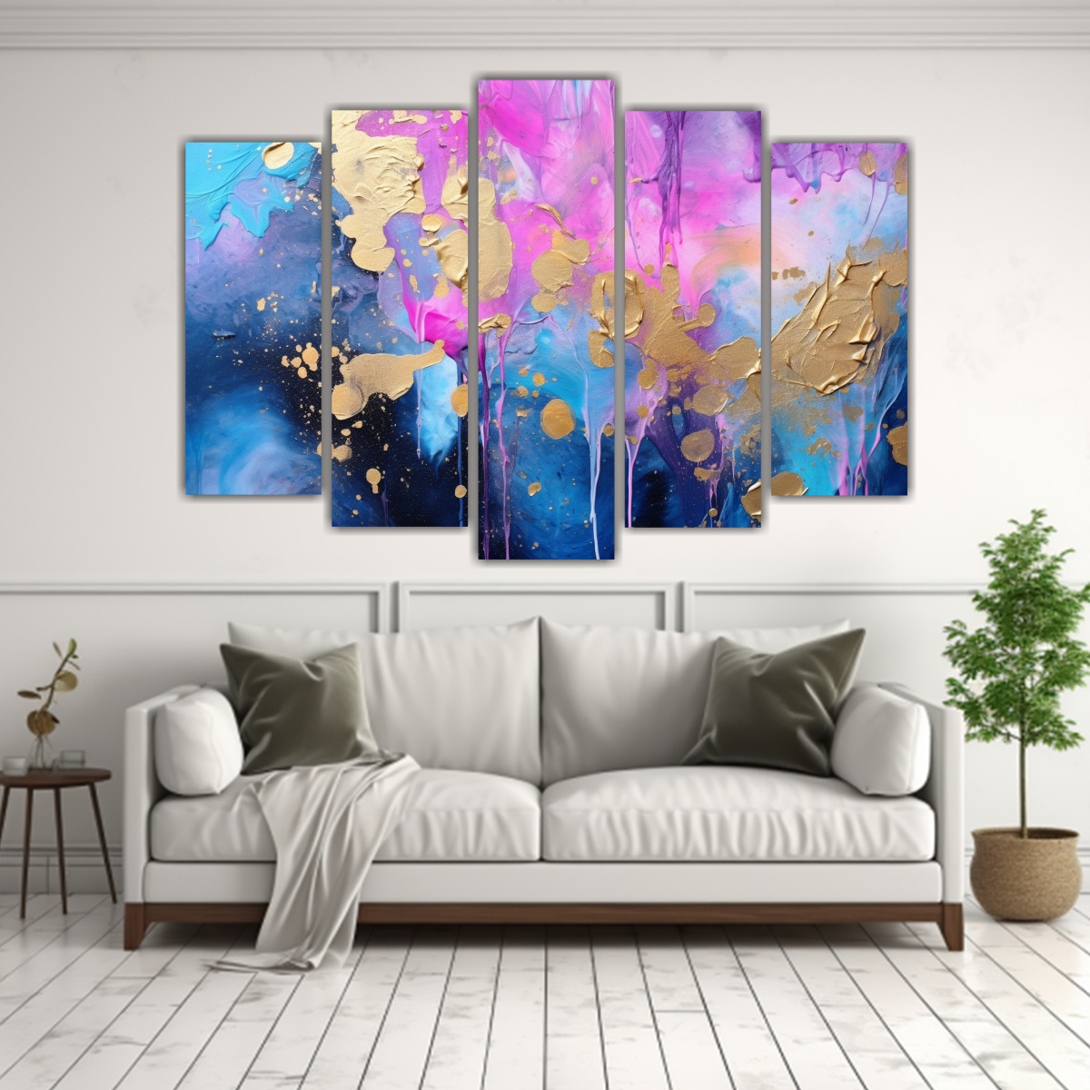 Cuadro Decorativo Abstracto Azul, Rosa Y Morado | DecoCuadros