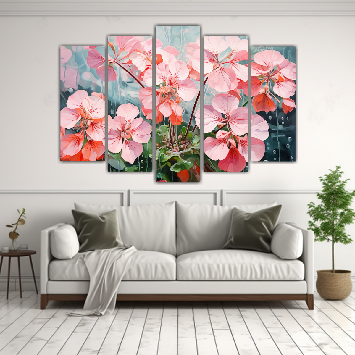 Cuadro Abstracto De Flores Geranio En Estilo Estilo óleo De Alta Calidad - Decocuadros