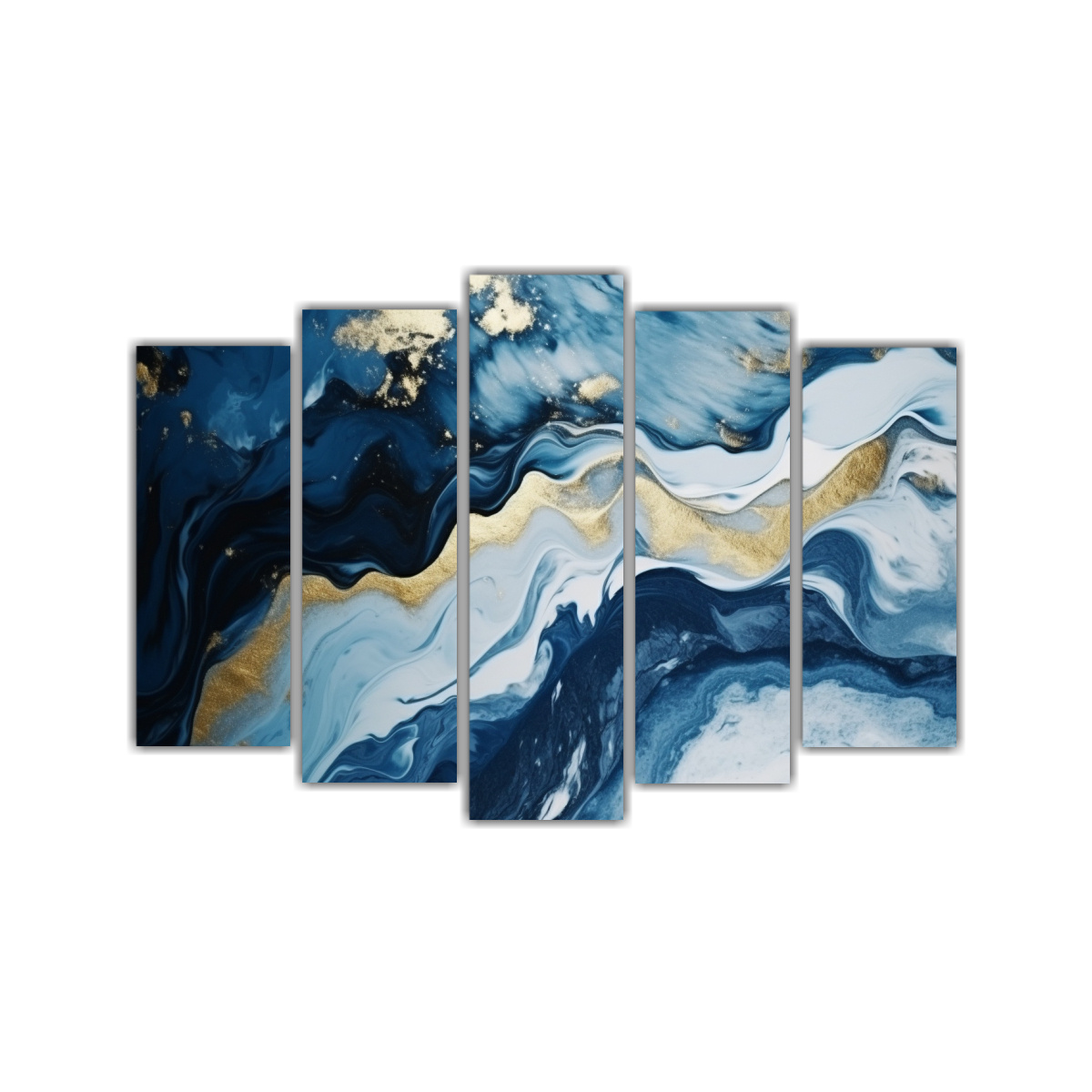 Cuadro Abstracto Mármol Azul Con Polvo De Oro - DecoCuadros