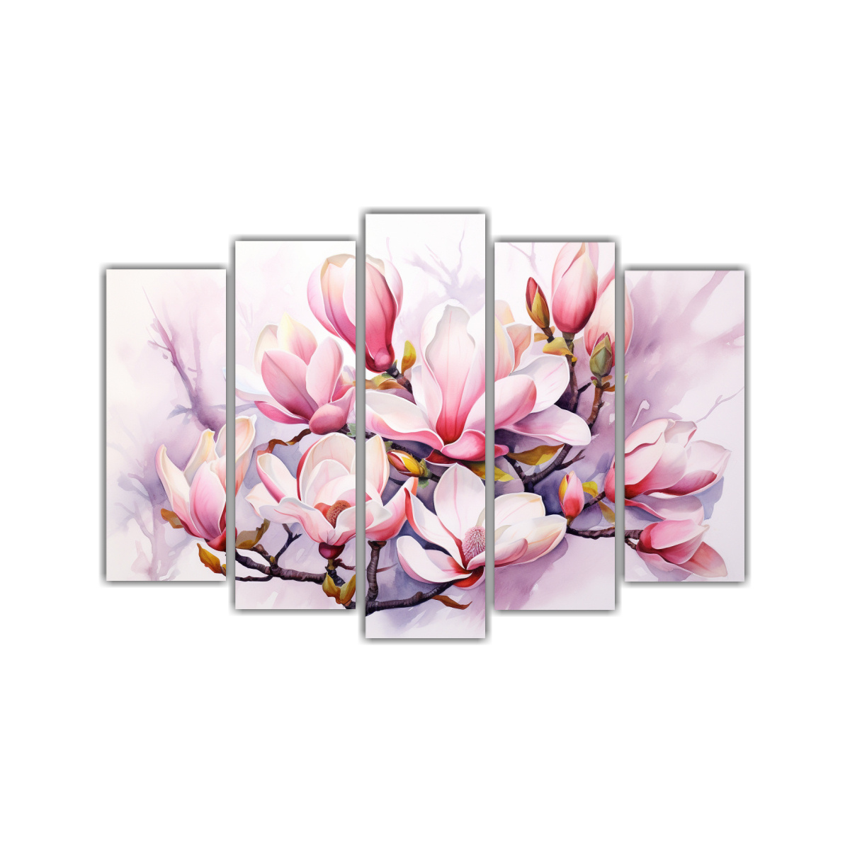 Cuadro Abstracto De Magnolias En Tonos Oro Y Rosa, Lienzo De Alta Calidad - Decocuadros