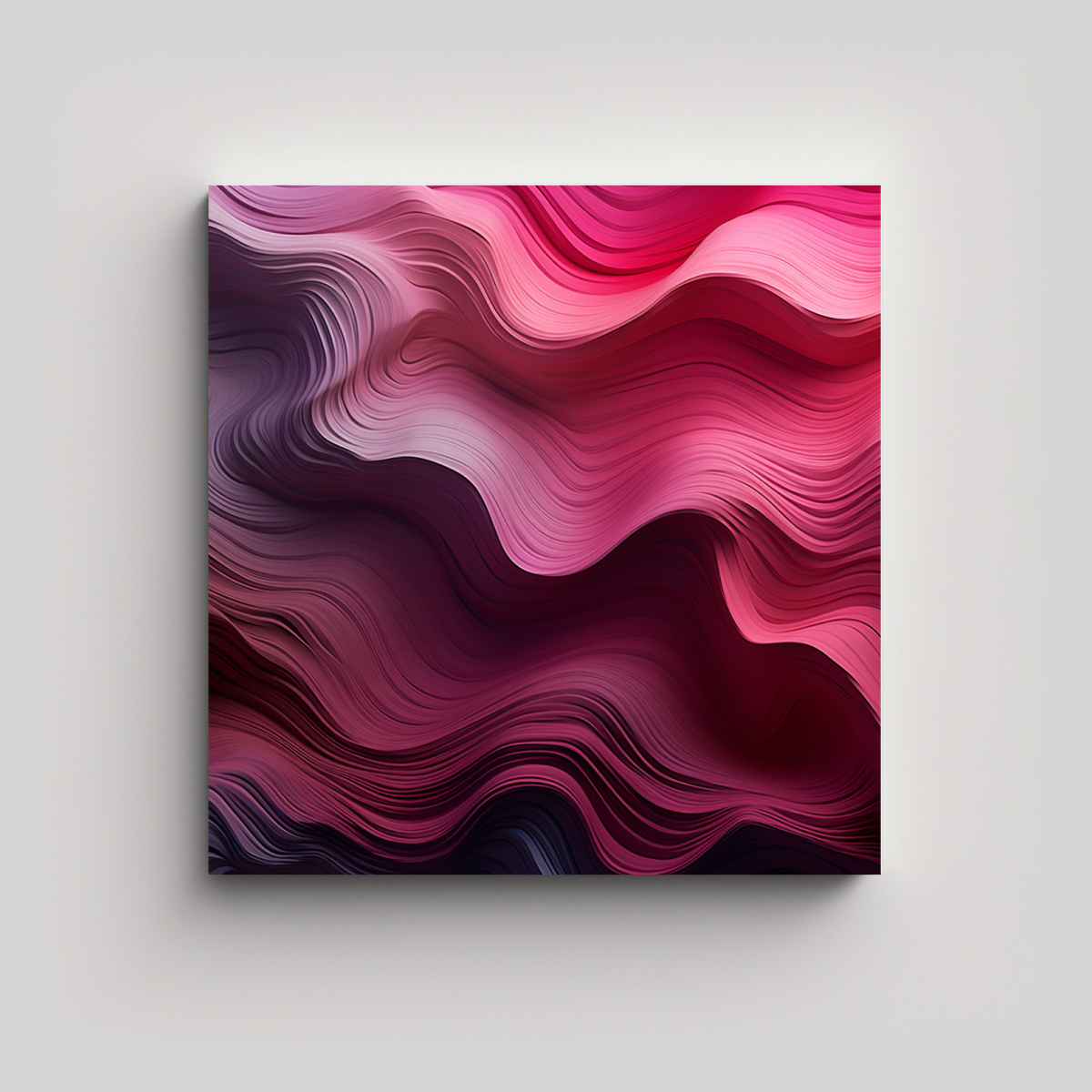 Cuadro Abstracto De Ondas Rosas Sobre Negro - Decocuadros
