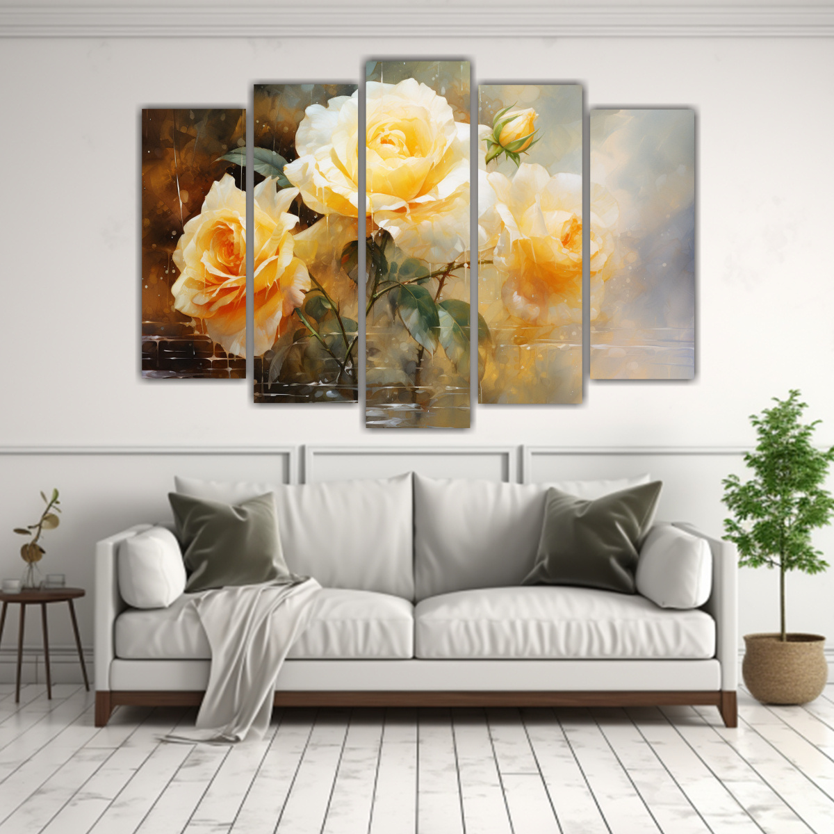 Cuadro Abstracto Amarillo Y Blanco - DecoCuadros