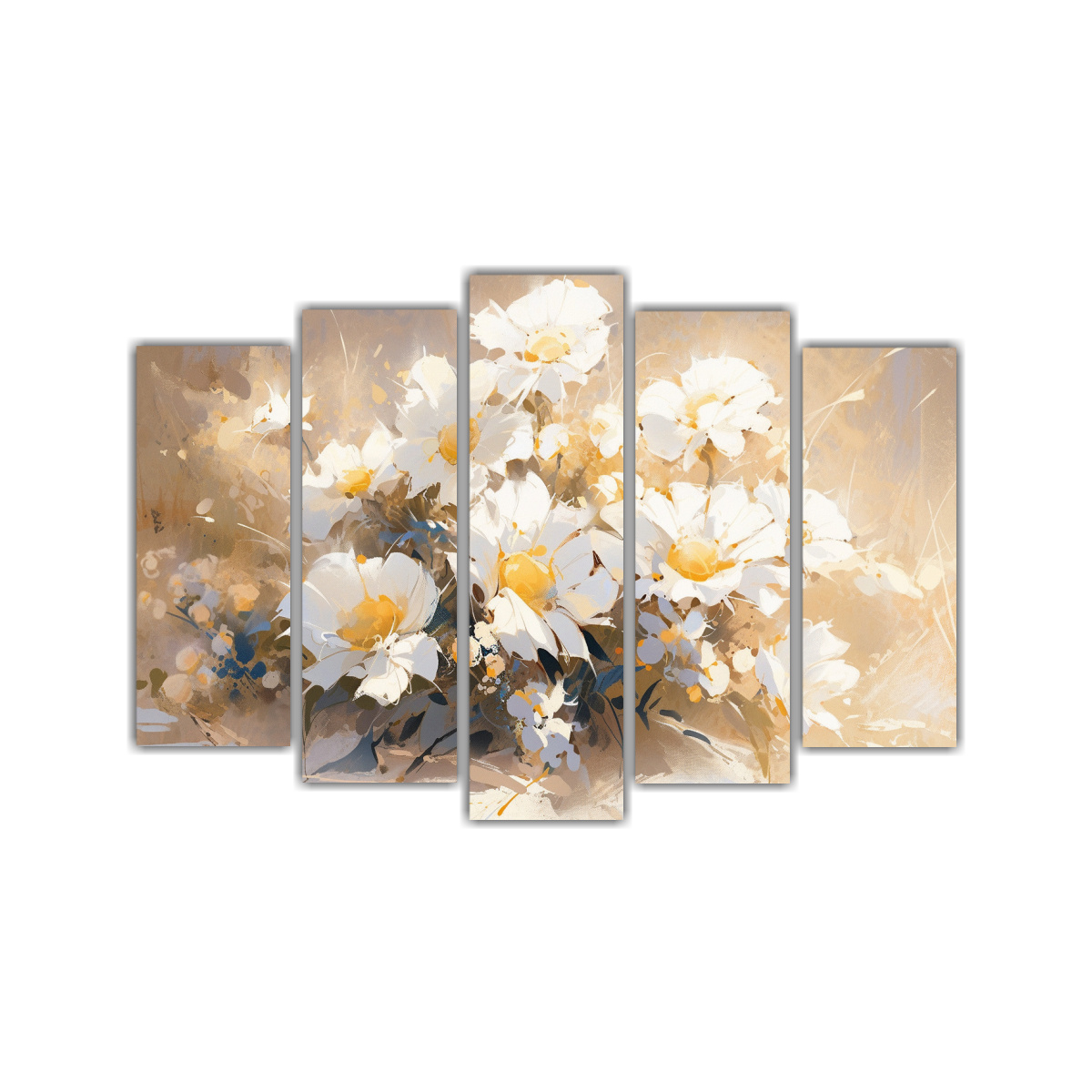 Cuadro Abstracto Amarillo Y Blanco Con Flores - DecoCuadros