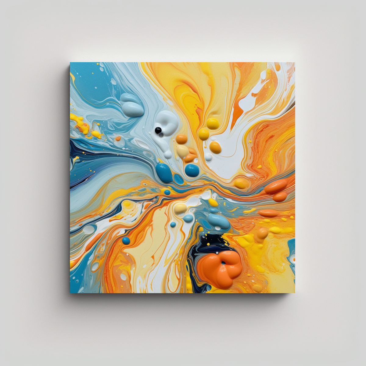 Cuadro Abstracto Fluido En Tonos Cálidos Naranja Y Amarillo - Decocuadros