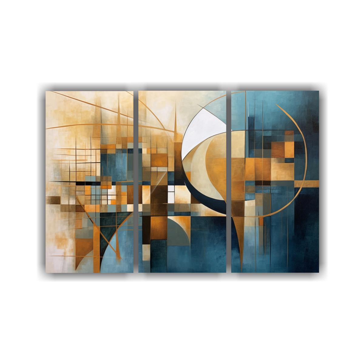 Cuadro Abstracto Geométrico En Lienzo - Set 3 Canvas Creativa Detalle Geométrico - Decocuadros