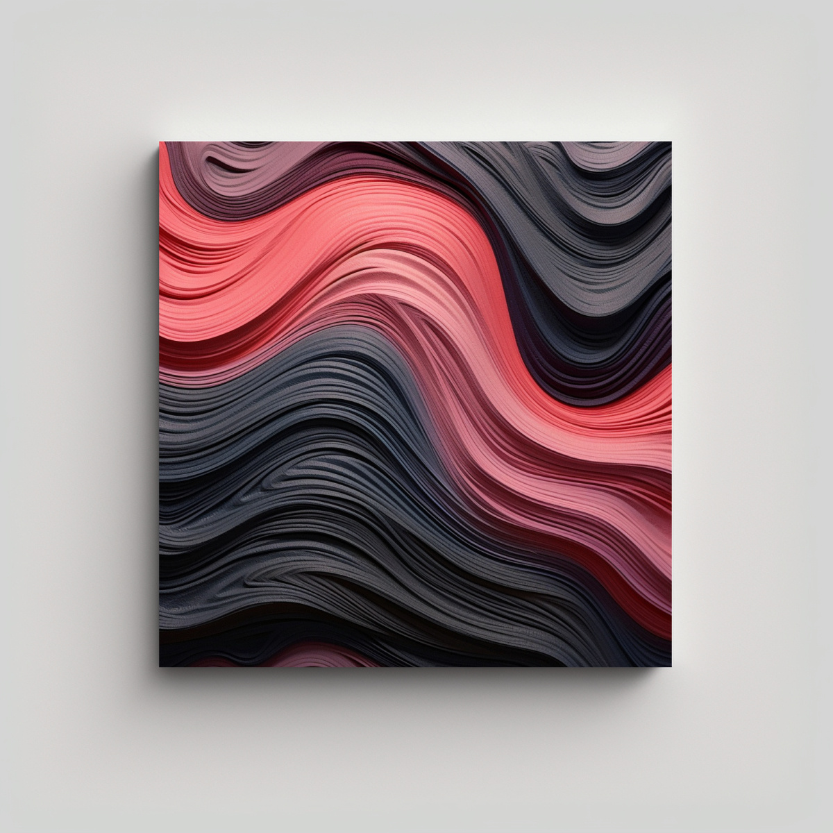 Cuadro Decorativo Abstracto Líneas Finas Rosas Sobre Fondo Negro ...