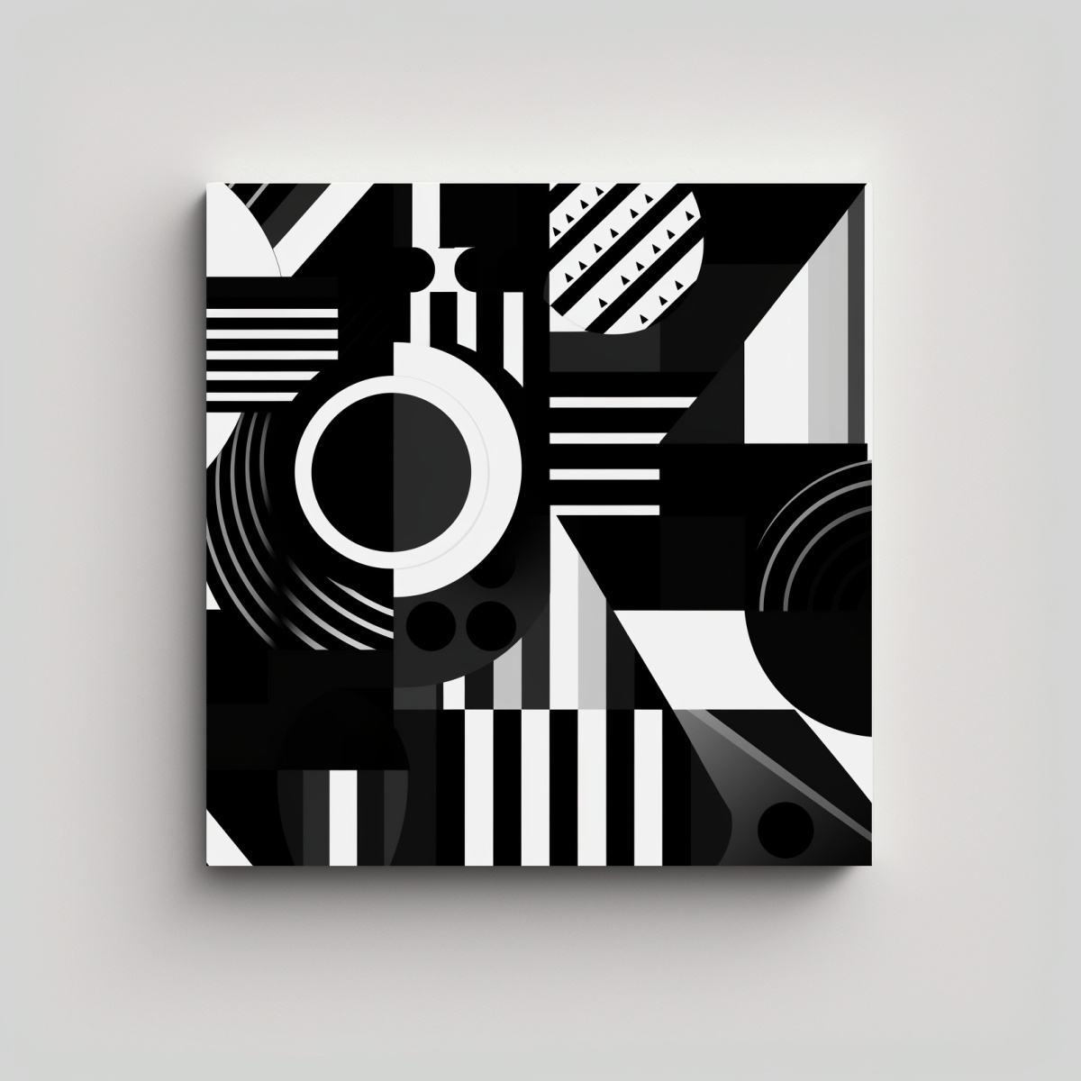 Cuadro Abstracto Geométrico En Blanco Y Negro - DecoCuadros