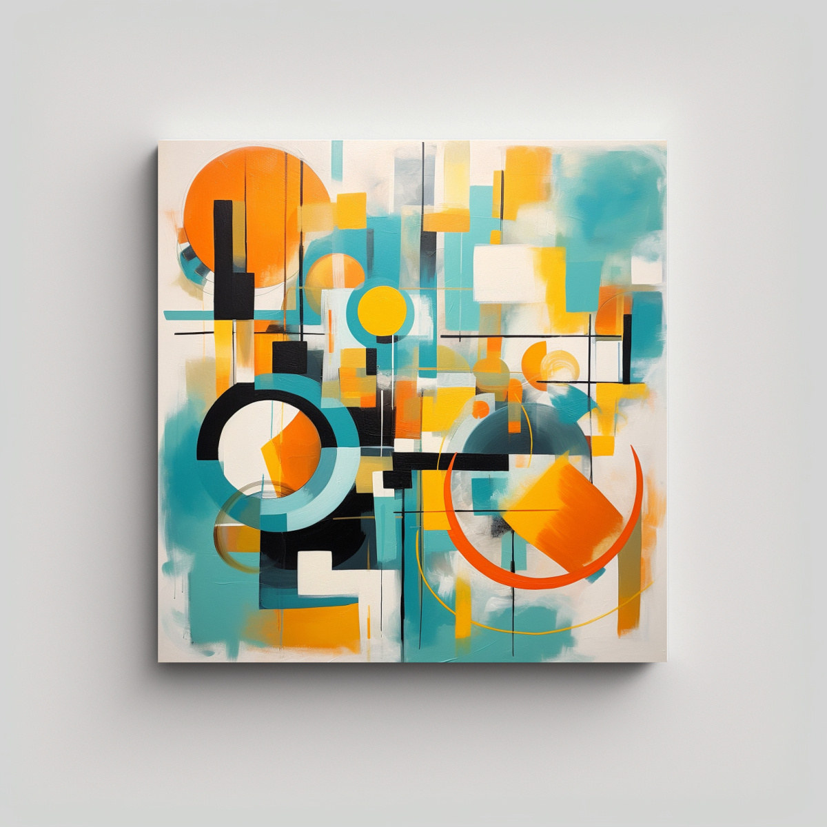 Cuadro Abstracto Moderno Con Twist De Op Art En Amarillo, Azul Y ...