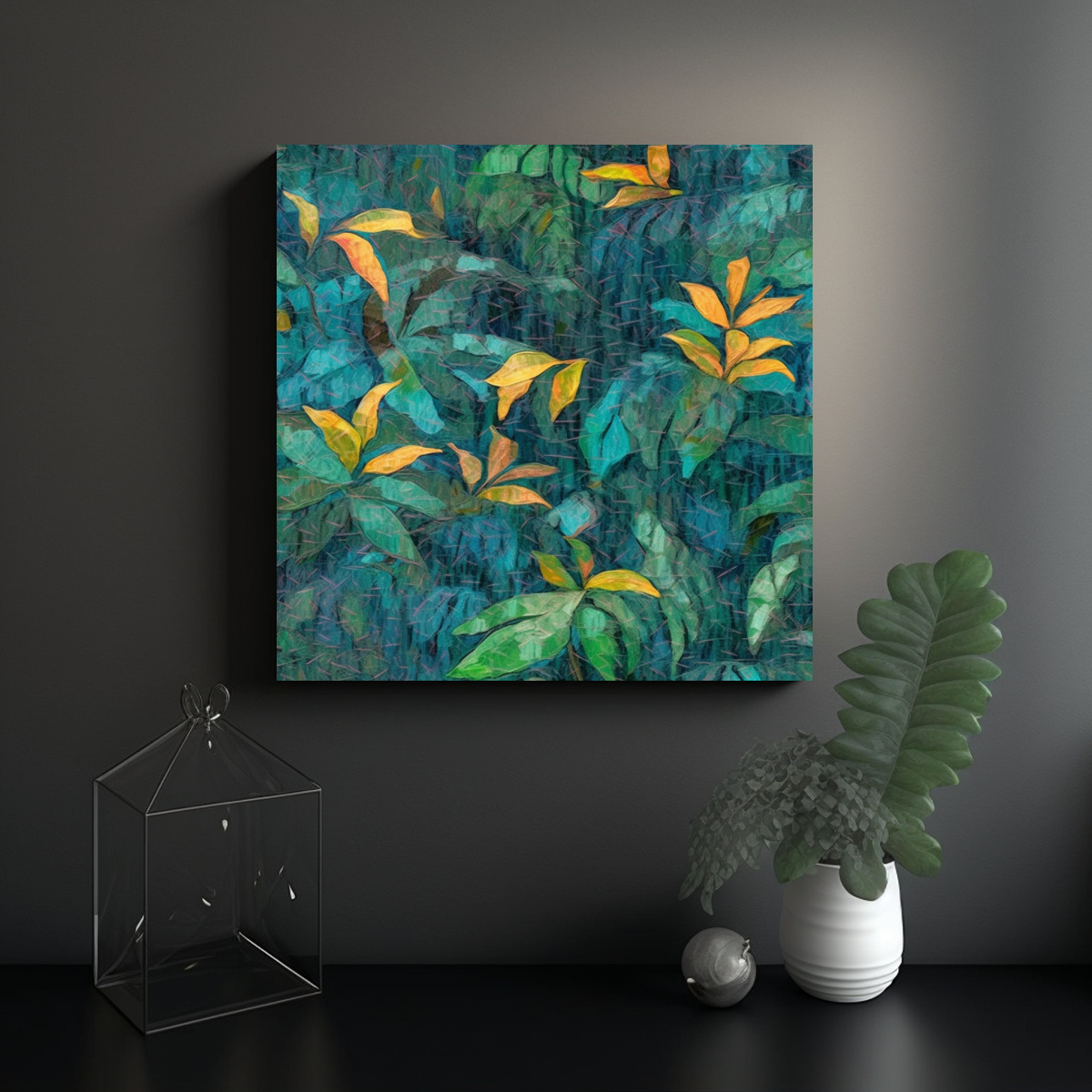 Cuadro Bosque Tropical En Lienzo - Arte Texturizado Inspirado En La ...