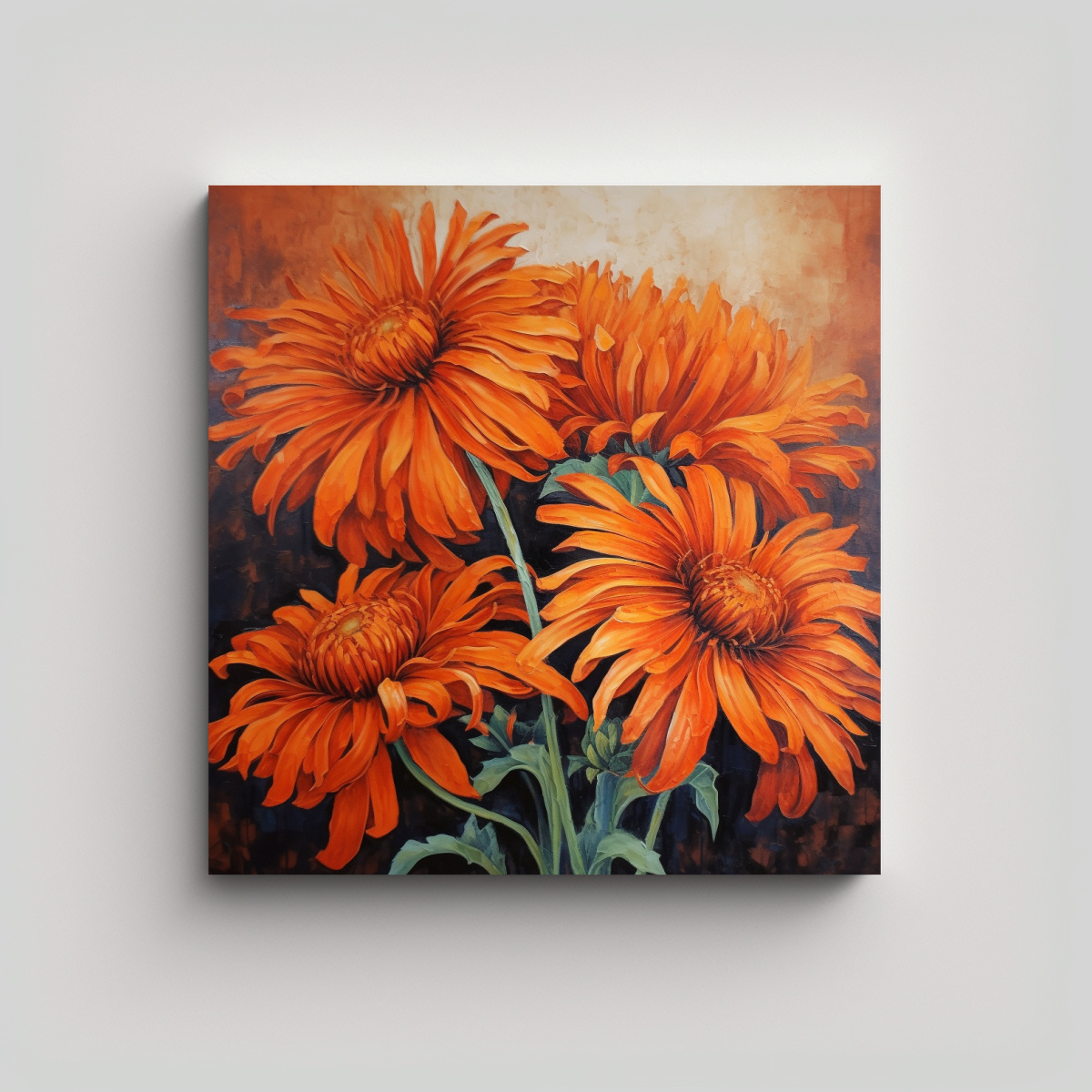 Cuadro Decorativo Vanguardista De Flores Naranjas - DecoCuadros