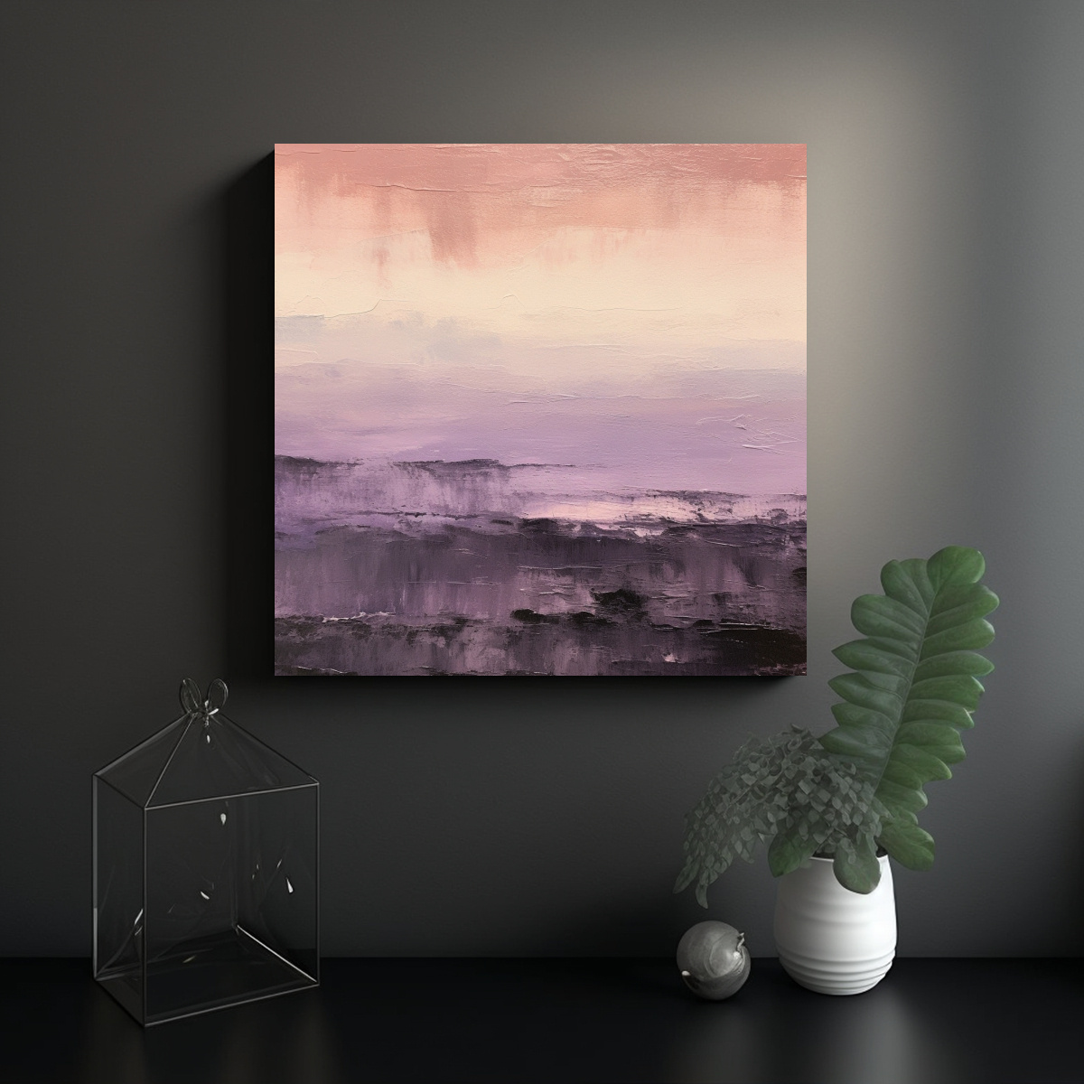 Cuadro Abstracto Minimalista: Composición Decorativa En Lila Y Azul Marino - Decocuadros