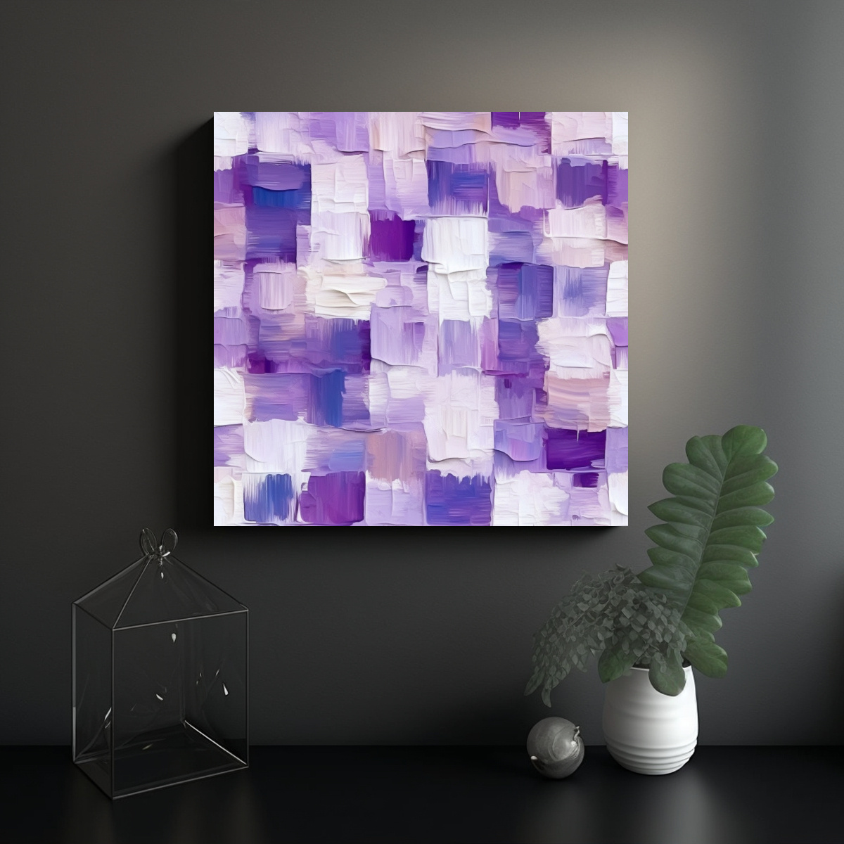 Cuadro Decorativo Estilo Óleo Cuadros Blanco Y Morado Estilo 70s ...