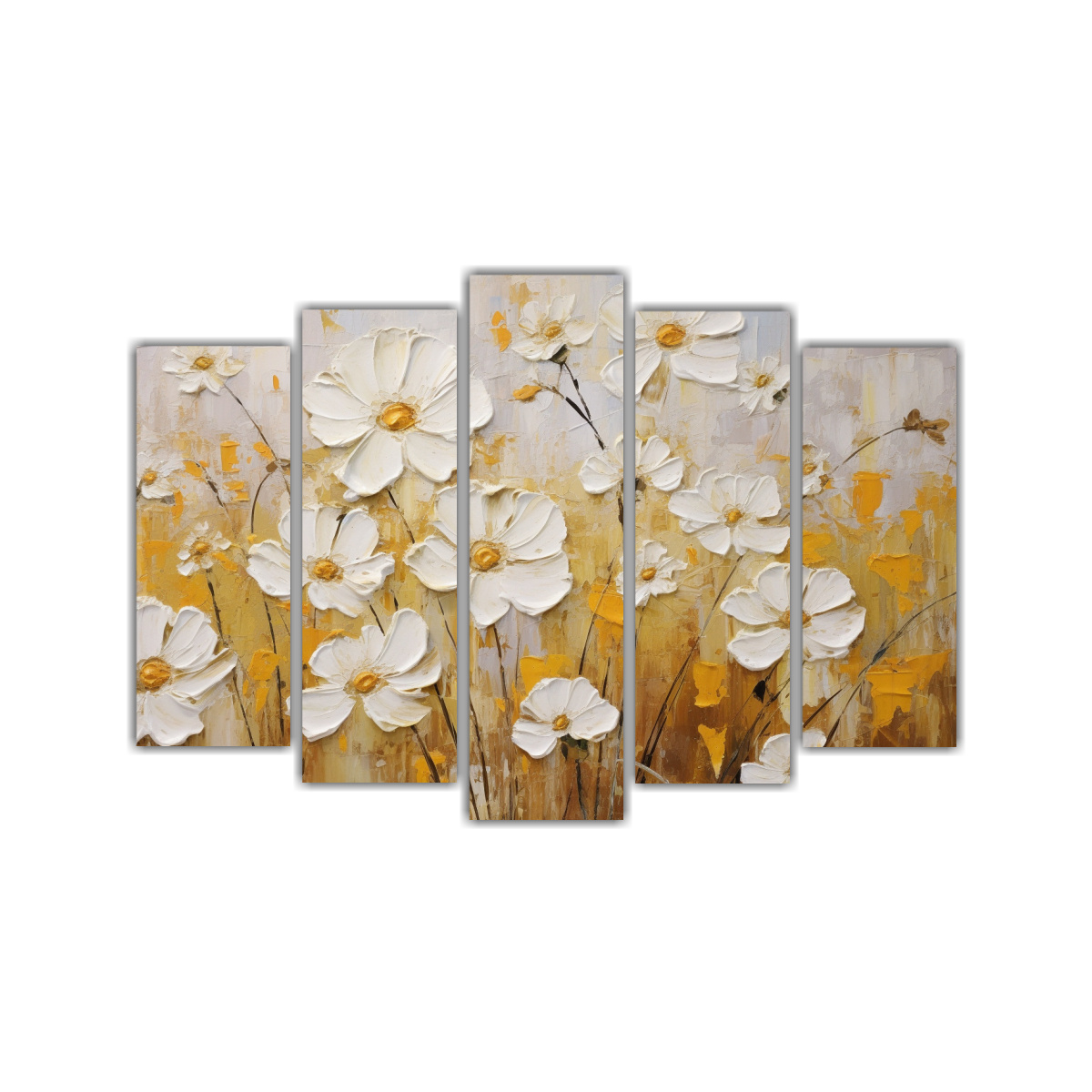 Cuadro De Flores Amarillas Y Blancas En Lienzo - DecoCuadros