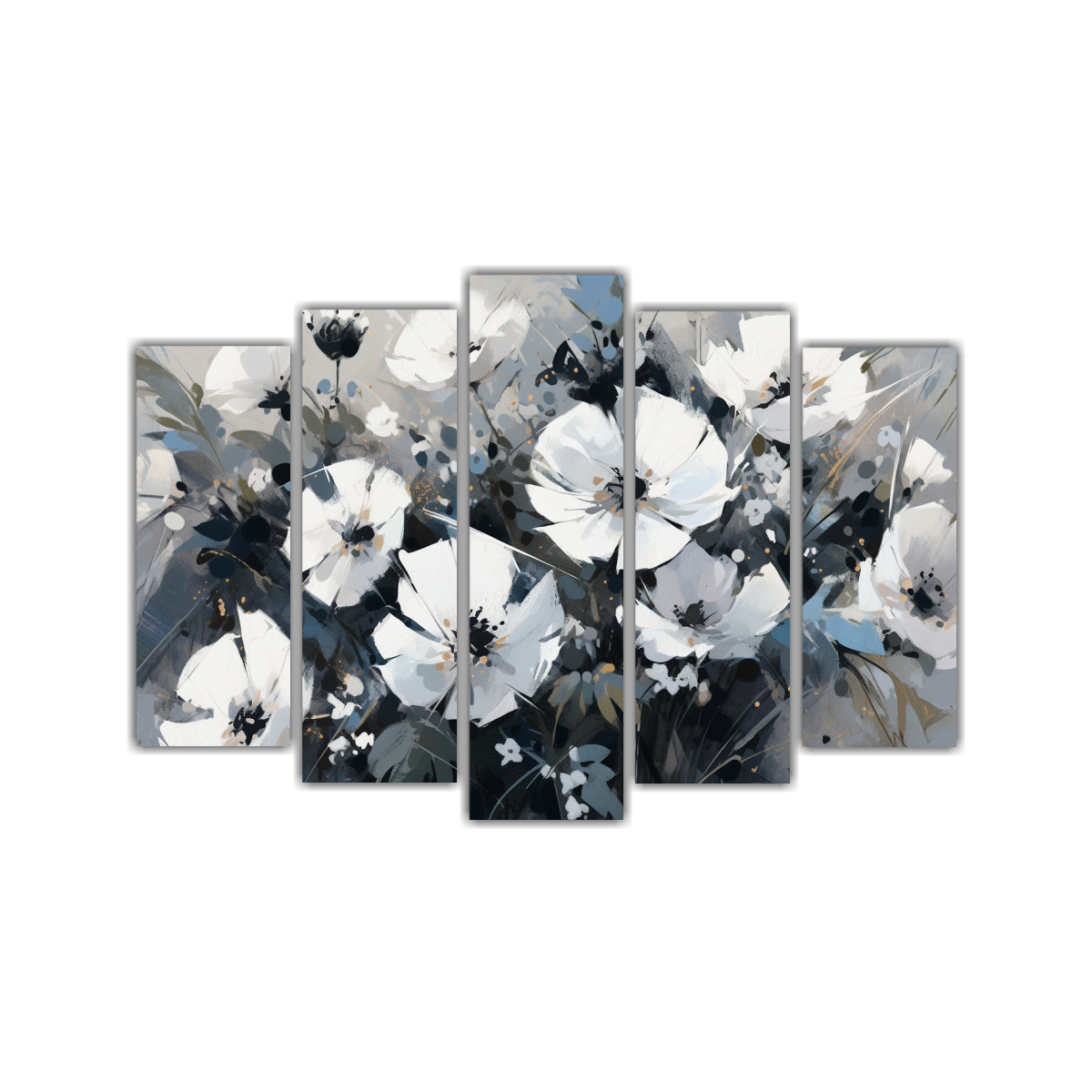 Cuadro Flores Blanco Y Negro En Lienzo - DecoCuadros