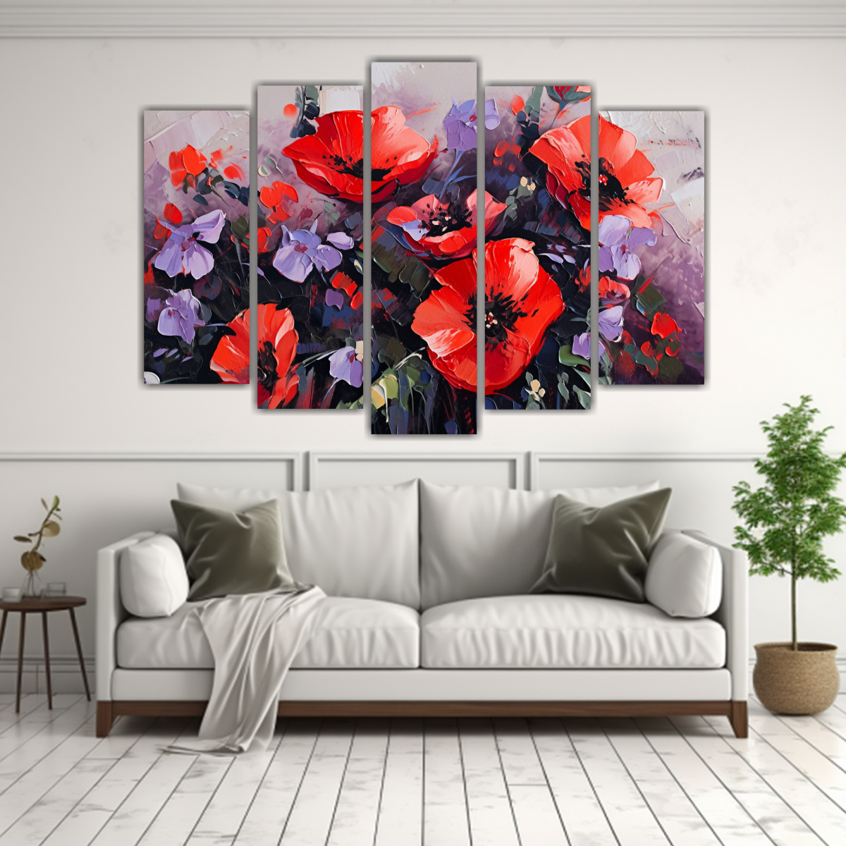 Cuadro De Flores Morado Y Rojo En Lienzo - ¡Decora Con Estilo! - Decocuadros
