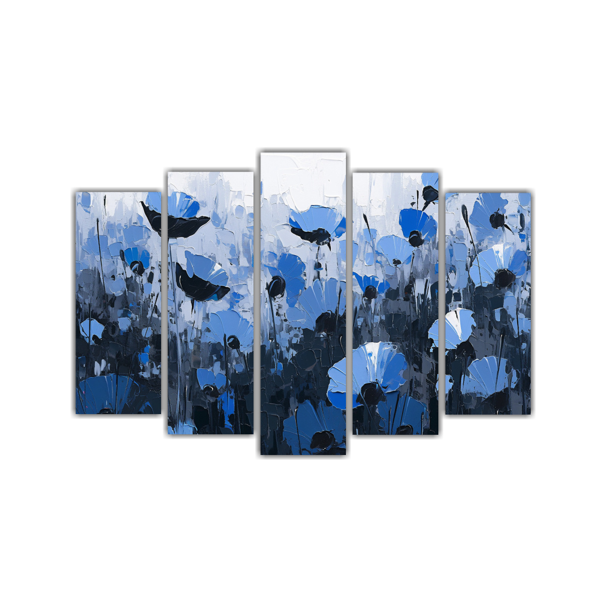 Cuadro De Flores En Lienzo Negro Y Azul - Vitalidad Floral - Decocuadros