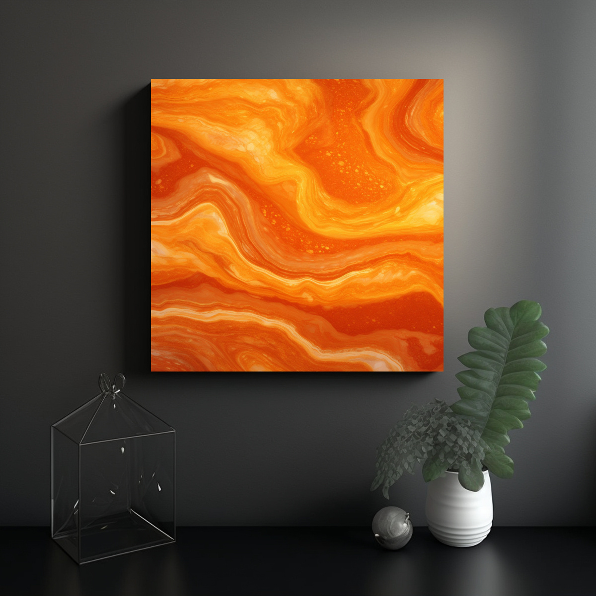 Cuadro Abstracto Naranja Mármol - DecoCuadros