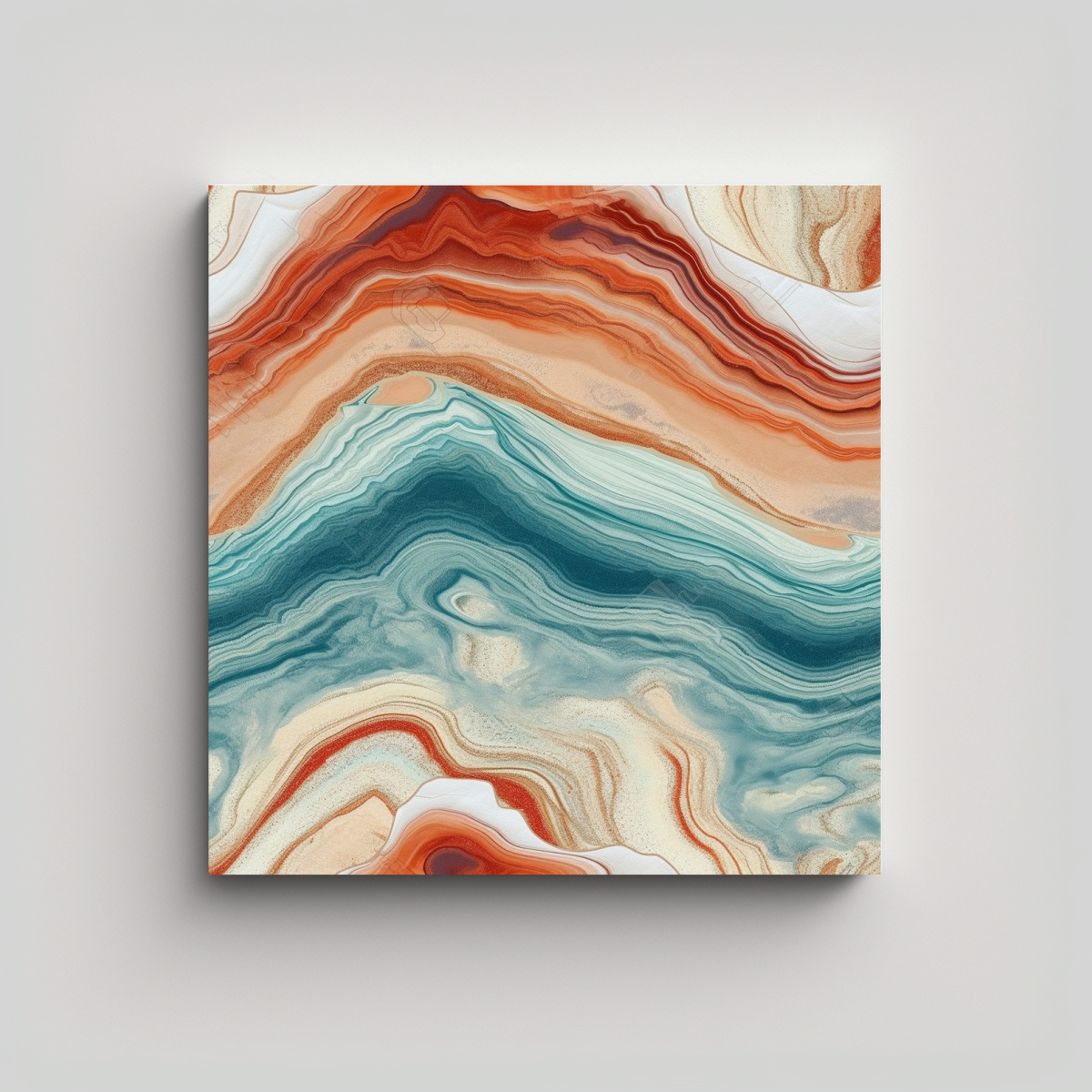 Cuadro Cálido En Mármol Azul Y Naranja - DecoCuadros