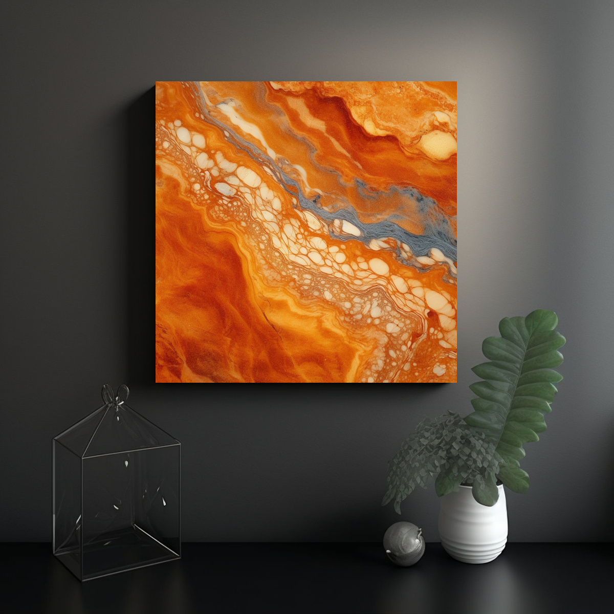 Cuadro Decorativo Textura Mármol Naranja Intensa - Compra Online - Decocuadros