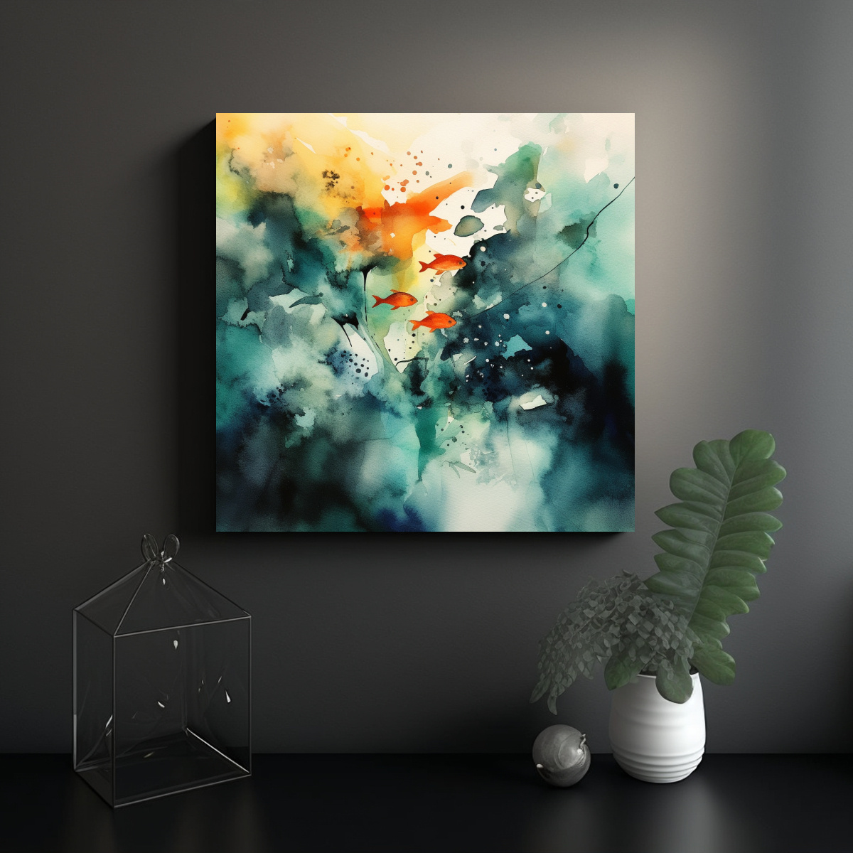 Cuadro Decorativo Acuático Abstracto En Acuarela - DecoCuadros