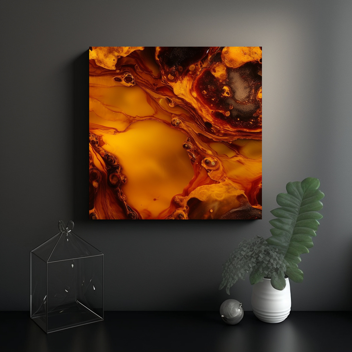 Cuadro Decorativo Intenso En Amarillo Y Naranja Para Estética Luminosa - Decocuadros