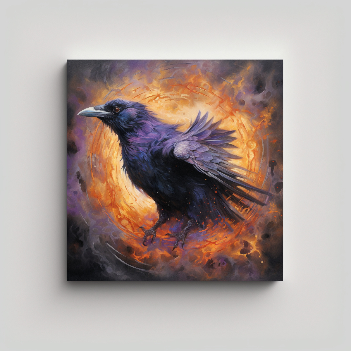 Cuadro Decorativo Relieve Corvid On Fire Con Ojos Dorados Y Alas ...