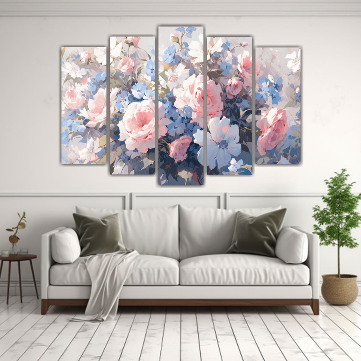 Set 5 Lienzos Figuras Inspiradoras En Colores Rosa Y Azul - DecoCuadros