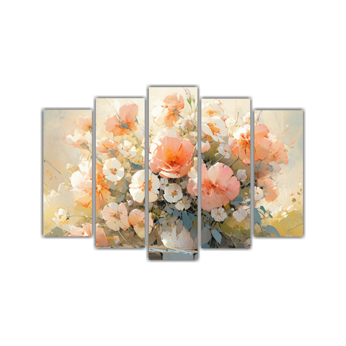 Cuadro De Flores En Colores Naranja Y Rosa - DecoCuadros