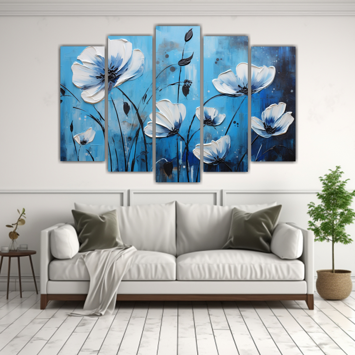 Cuadro De Flores Negro Y Azul En Movimiento Cultural - ¡Compra Ahora ...