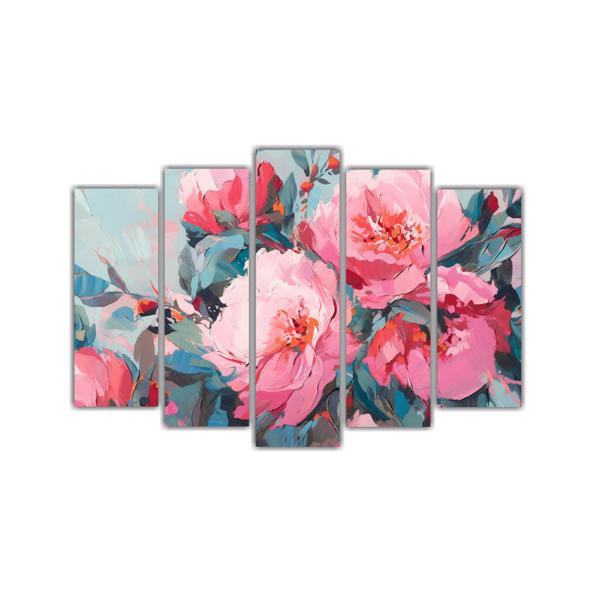 Cuadro De Flores En Colores Turquesa Y Rosa: Abstracción Equilibrada - Decocuadros