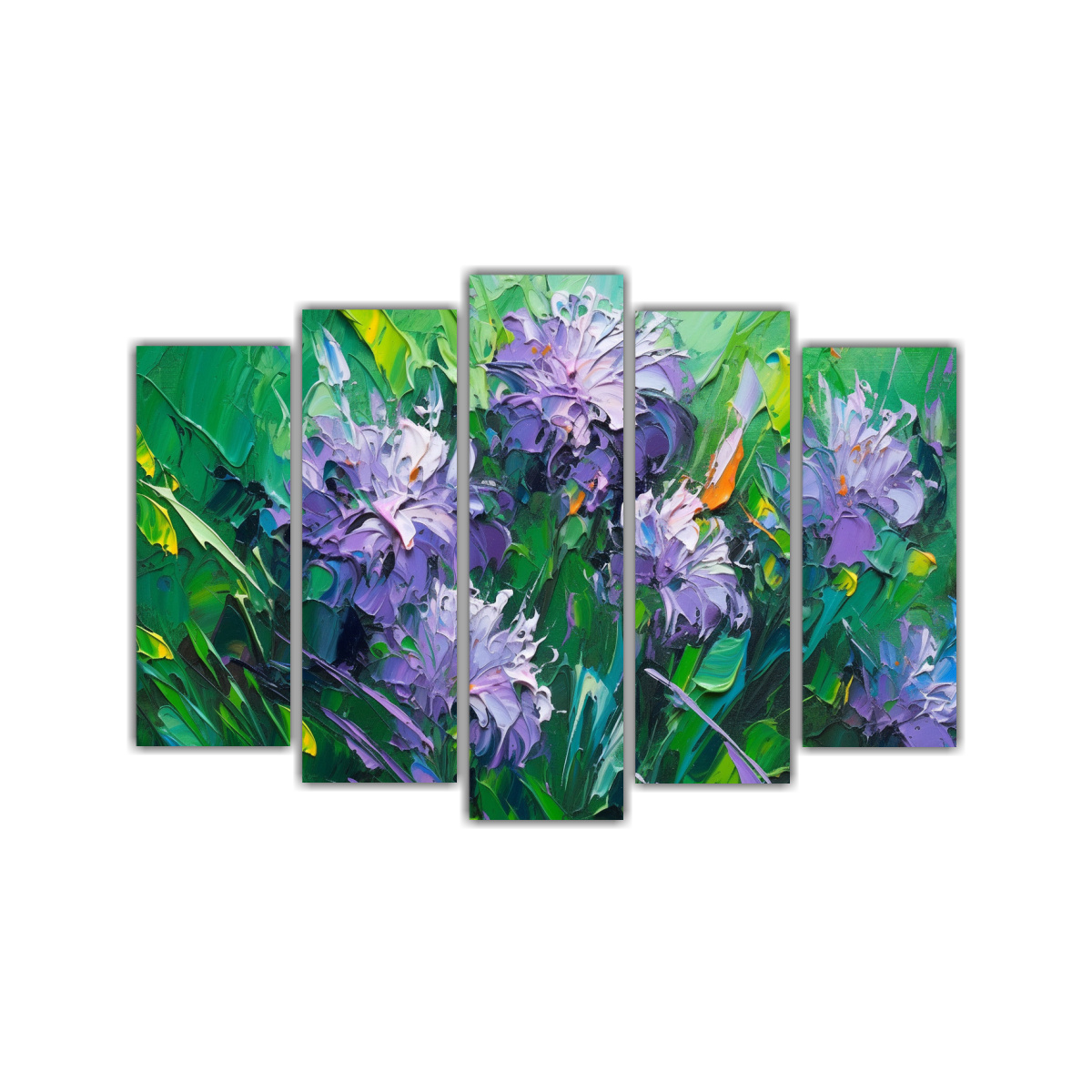 Cuadro De Flores Verdes Y Moradas En Lienzo - DecoCuadros