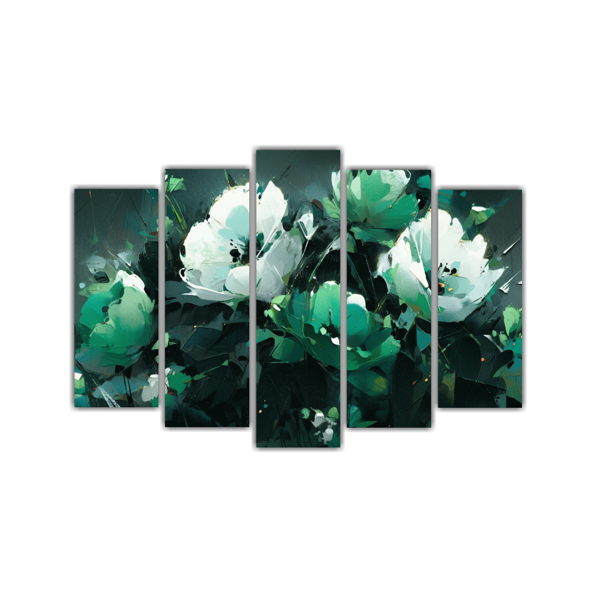 Cuadro De Flores Verdes Y Negras En Lienzo - Decoración Exclusiva - Decocuadros