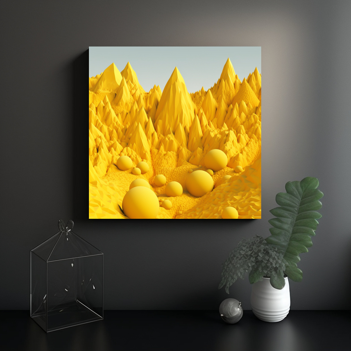 Cuadro Decorativo Amarillo Con Picos De Caricatura En HD 8K - DecoCuadros