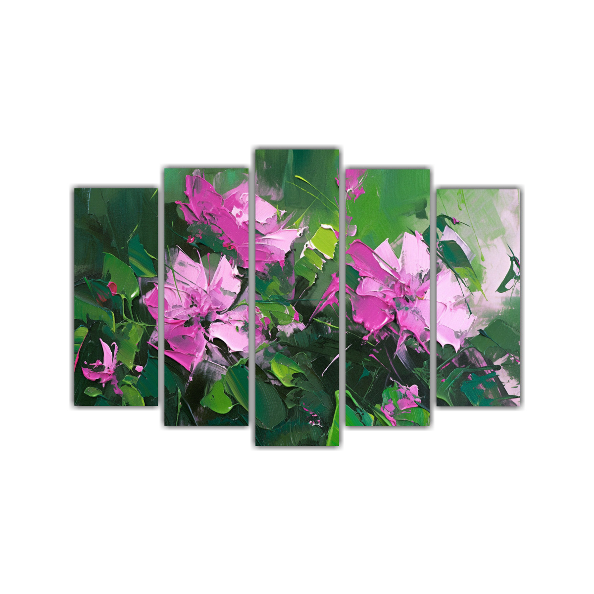 Cuadro Decorativo Vanguardia Detalle De Flores Verde Y Magenta - Decocuadros