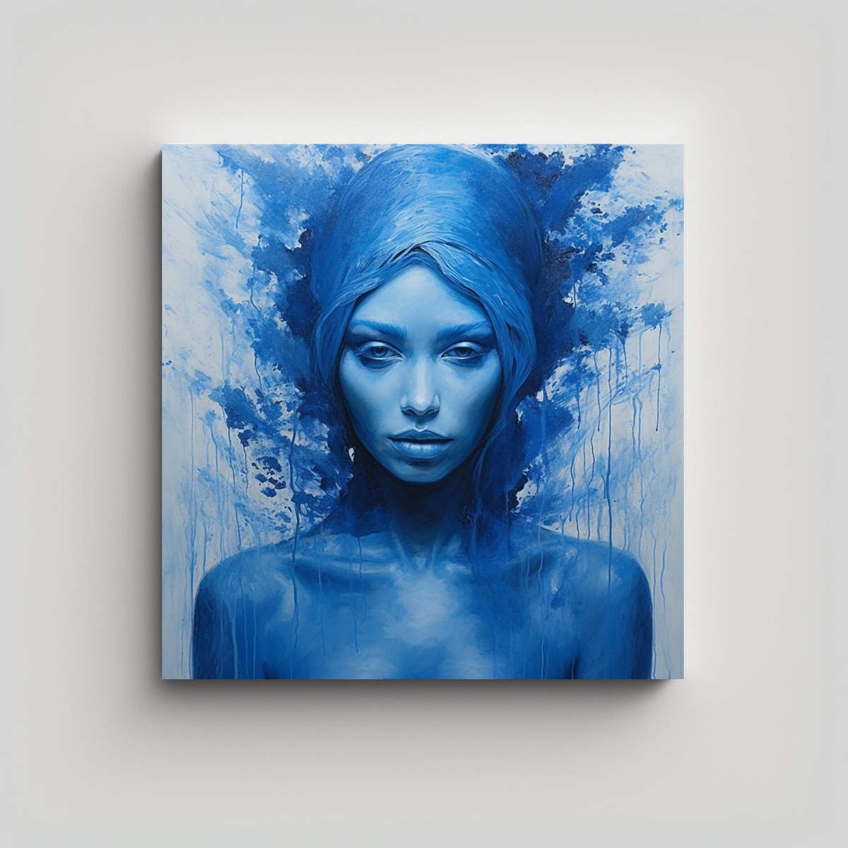 Cuadro Mujer Azul En Lienzo Para Decorar Tu Hogar - Decocuadros